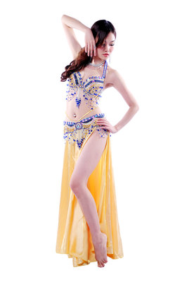 Turkish sexy belly dancer costume  Polyester cotton raw bra , beading