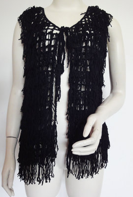 OEM / ODM Crochet Clothing Sleeveless crochet waistcoat with long fringes