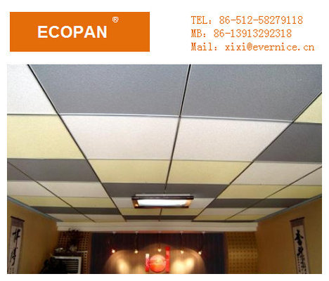 Noise Reduction Acoustical Fiberglass Ceiling Panels For Classroom , 60x60cm Ceiling Tiles