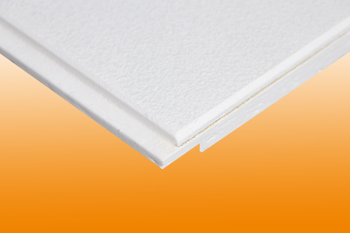 Heat Insulation Fiberglass Ceiling Board / Tiles Sound Absorption 15mm Thickness