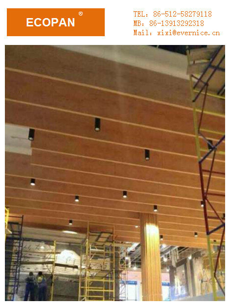 Modern Building Used Acoustic Fiberglass Wood Grain Pendulous Board