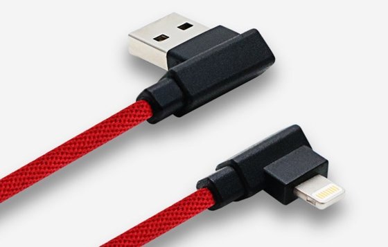 90 Degree USB Charger Cable , USB Data Cable 1M Length For IPhone Angle 2 In 1