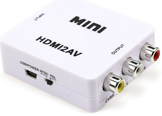Mini AV To Hdmi Converter Cable Ntsc / Pal Adapter Switch Support 1080p Output