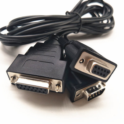 2 In 1 Custom Cable Assemblies DB15 To DB9 / DB15 To RS232 Cable 26AWG Dia