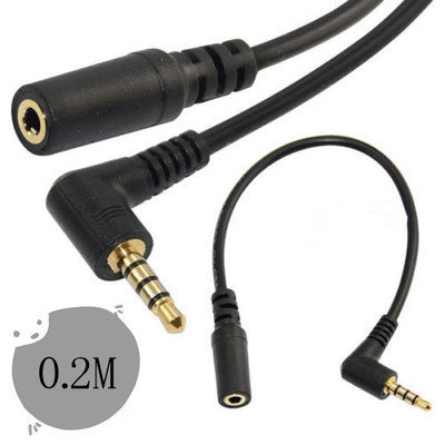 Male To Right Angle Female M/F Plug Adapter Converter 20cm DC Audio Stereo 3.5mm