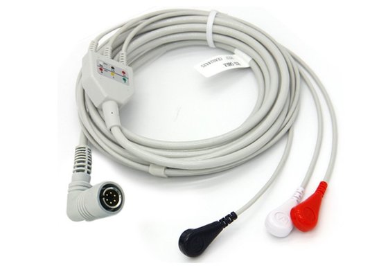 Colin BP-S510 3 Lead ECG Cable One Piece Series Snap End 6 Pin AHA BP88 / BP306 / BP885