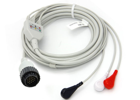 NEC One Piece Series ECG Machine Leads Cable IEC 16 Pin 5 Leads 3M12 Snap