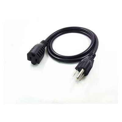1.2m 3 Prong Power Cable , Black Us Power Cord  For Pc Computer Monitor Printer