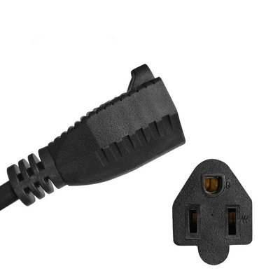 1.2m 3 Prong Power Cable , Black Us Power Cord  For Pc Computer Monitor Printer