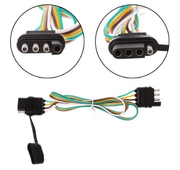 6/12/24V 4 Pin Flat PVC Trailer Light Plug Wire Harness Connector For Caravan AF