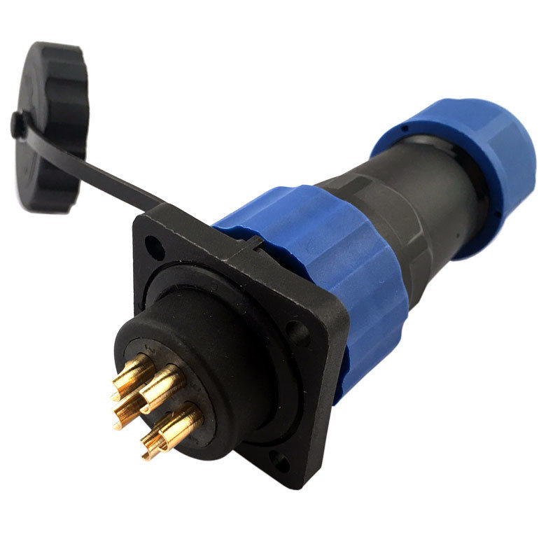SP20 Electrical Cable Connectors , wire wiring connector plug and socket with flange 4 hole