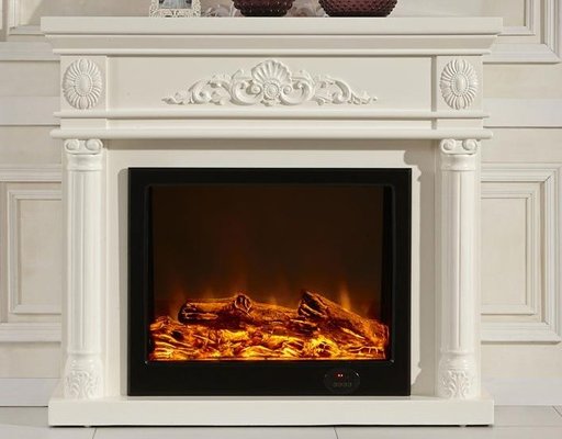 Classic Solid Wood Free Standing Electric Fireplace With Led Light