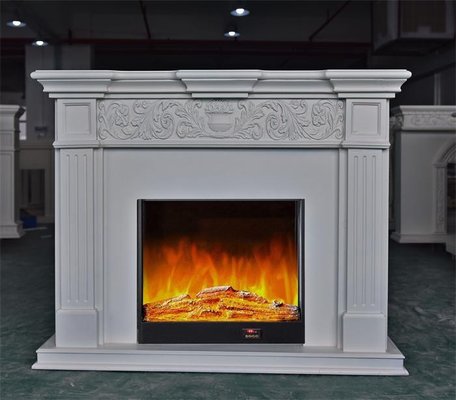 Chimenea eléctrica de la esquina de la decoración LED, chimenea eléctrica ahuecada blanco de marfil