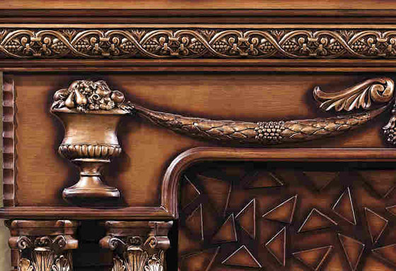 Custom Antique Solid Wood Surface LED Electril Fireplace for Living Room