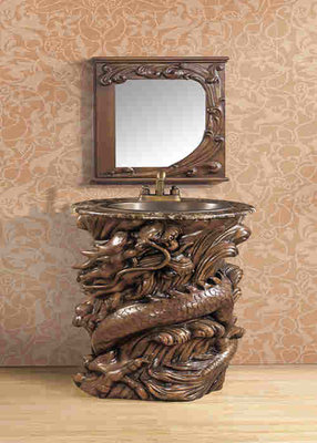 Waterproof Resin Artistic Vanity Bathroom Sink Cabinet With Mirror