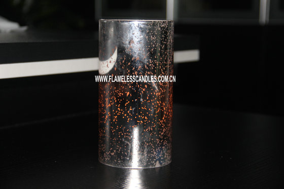 China Flameless Silver Mercury Glass LED Candle With Timer , Transparent Flameless Pillar Candles distributor