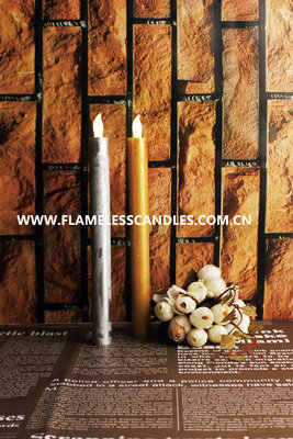 China Gold / Silver Push-Activated Metallic Finish Wax LED Tapers Flameless Birthday Candles distributor
