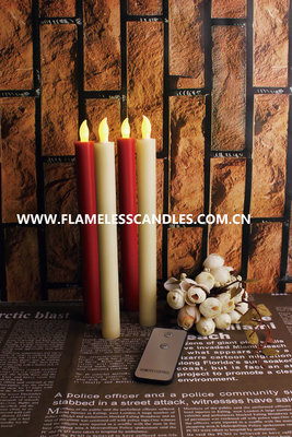 cheap  Long Push-Activated Flickering Flameless Candles / Ivory Wax Flameless Taper Candles