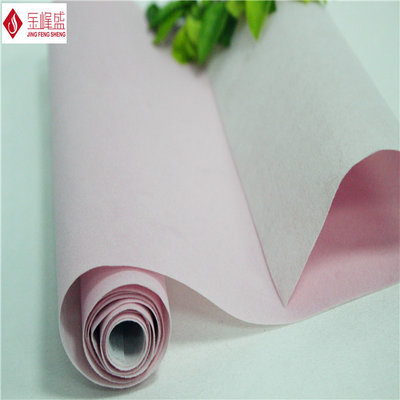 Short Pile Nonwoven Flocking Fabrics , Plain Upholstery Pink Velvet Fabric