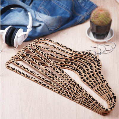 Leopard Print Velvet Flocked Hangers , Shirts / Padded Sweater Hangers