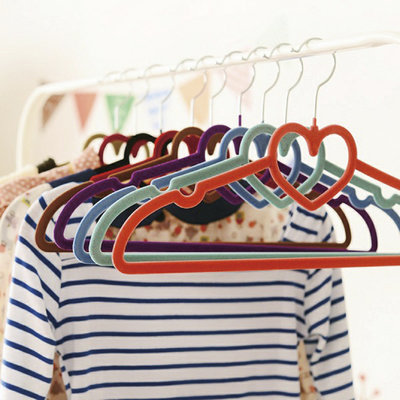 Lightweight Red / Purple Velvet Flocked Hangers With Chrome Plated Hook