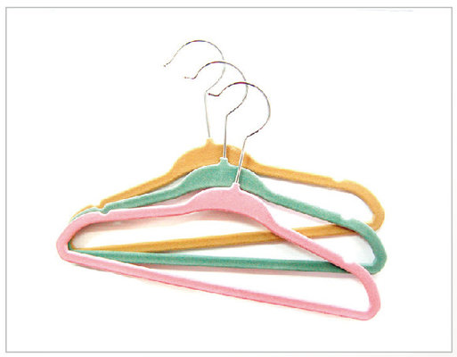 Colourful Flocked Coat Hangers , Shirts / Sweater/ Jacket Velvet Covered Hangers
