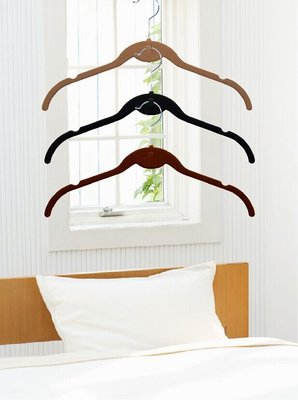 Fashion Wardrobe Anti Slip Velvet Shirt Hangers Brown For Suit / Jacket