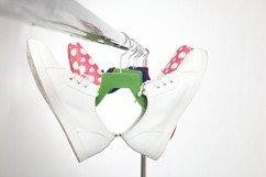 Luxury Pink / Blue Space Saving Shoes Velvet Hooks Beard Shaped