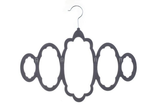 Portable 5 Hole Velvet Space Saving Hangers , Wardrobe Flocked Scarf Hanger