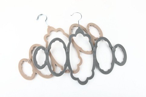 Portable 5 Hole Velvet Space Saving Hangers , Wardrobe Flocked Scarf Hanger