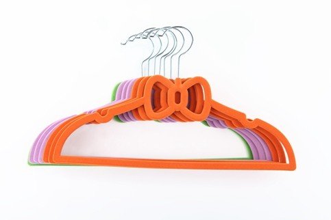 Lightweight Decorative Bowknot Kids Velvet Hangers Orange / Green