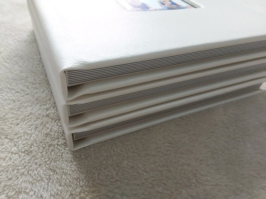 Flush Mount White Leather Children Photo Albums , Personalised Family Photo Books