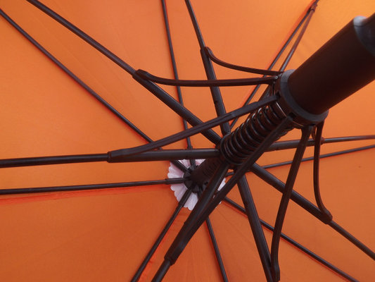 Orange Windproof 18 Ribs Customized Golf Umbrellas Personalized In 190T Pongee