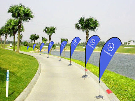 Bannière bleue de drapeau de plage de fibre de verre pour des drapeaux de plume de décoration/publicité de rue