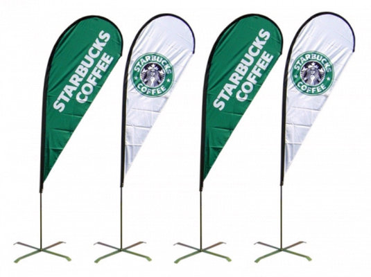 Arc bleu et blanc de bannières de drapeau de la publicité imprimé par coutume pour le GV de la CE de Starbucks