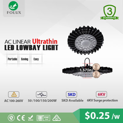 DOB driverless White color heatsink fin body AC miming 100W LED ufo high bay