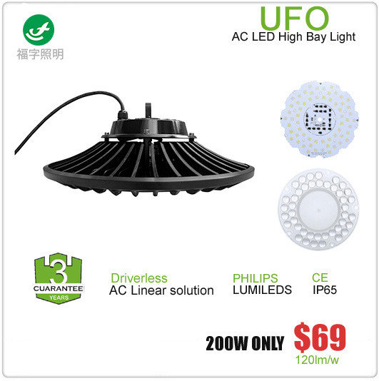 Wholesales SMD3030 listed IP65 CE,EMC RoHS,LVD 200W led ufo high bay light.High lumens 5 years  warranty.manufacture120l
