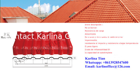 Cubierta de cartón tejas para tejados de resina sintética de PVC synthetic green wave resin roofing tile  corrugated supplier