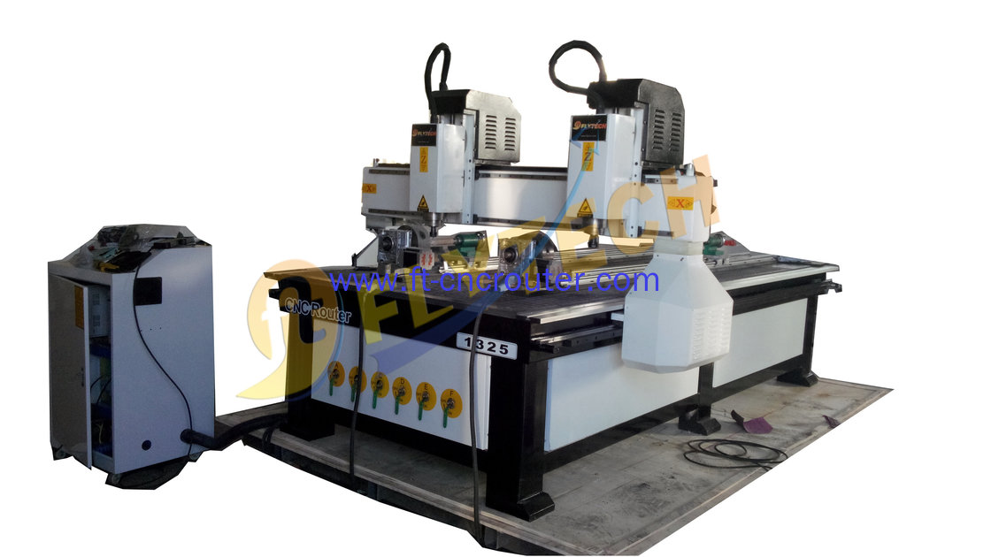 Two heads wood router Multihead cylinder woodworking equipment with double rotary axis