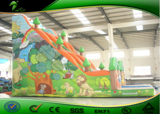 Amusement Park Forest Theme Inflatable Bouncy Castle Slide For Kids