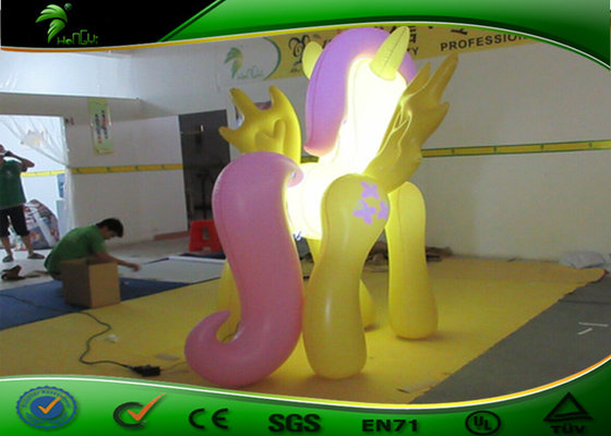 Outdoor Holiday Inflatables Yellow Little Horse With LED Light 1.5m Tall