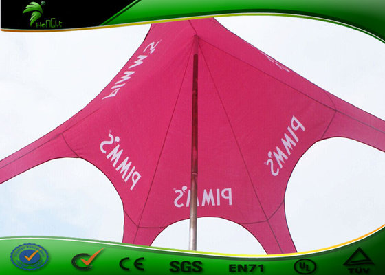 Outdoor Single Layer Red Star Shaped Beach Shade Tent For Advertising