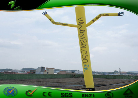 Outdoor Yellow Color Inflatable Advertising Waving Man For Trade Show