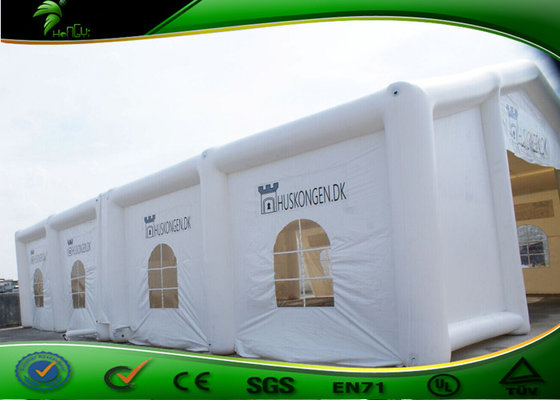 White Luxury Wedding Party / Giant Inflatable Air Tent 18m Long , Inflatable Event Tent