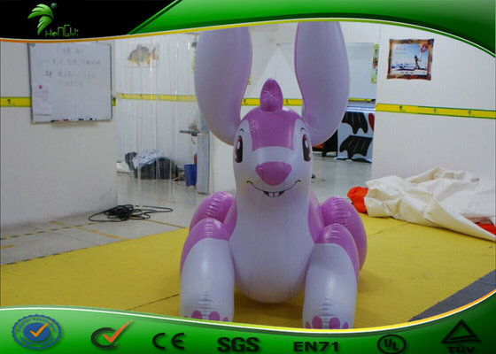 2M UV Printing Inflatable Cartoon Characters Pink Bunny Rabbit For Riding