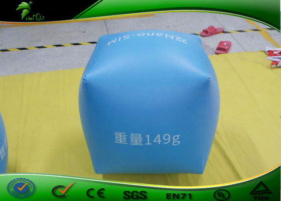 Blue Cube Inflatable Advertising Balloons Custom Logo For Adults Play