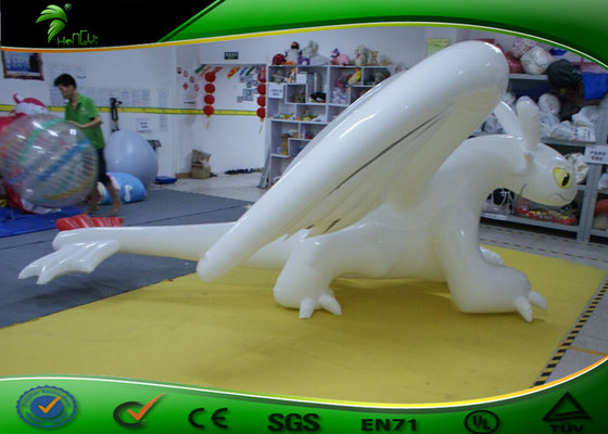 0.4mm Thickness PVC White Inflatable Toothless Dragon 3m Long For Kids