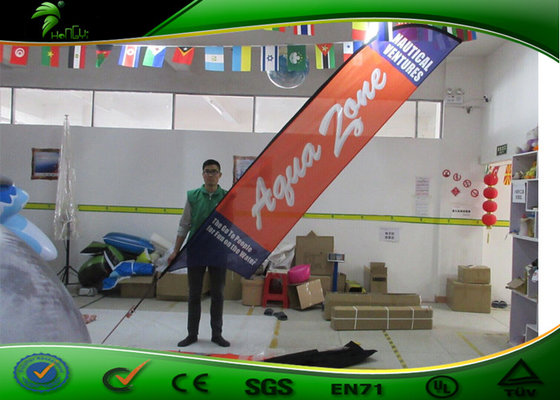 Feather Shape Orange Outdoor Flag Banners with Ground Spike Convenient Operation