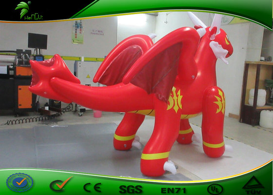 Inflatable Cartoon Characters Balloon Shape Red Flying Dragon For Festival Outdoor Decoration