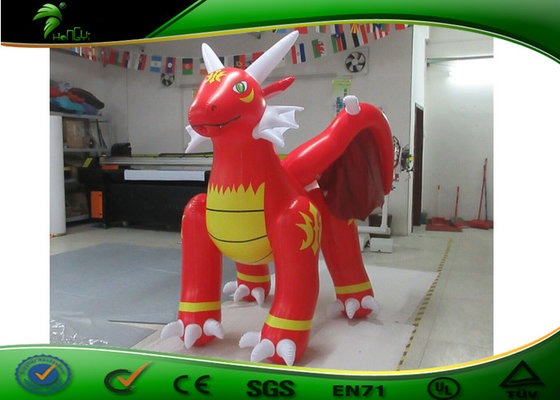 PVC 0.4mm Custom Inflatable Cartoon Characters Sexy Red Dragon Animal With Three Sex SPH